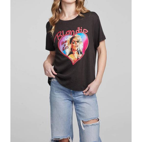 Chaser | Tops | New Chaser Blondie Heart Of Gold Tee In Black | Poshmark